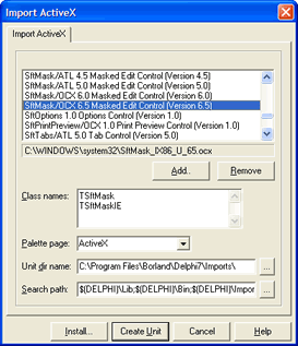 Using SftMask/OCX with Delphi 7 and Newer